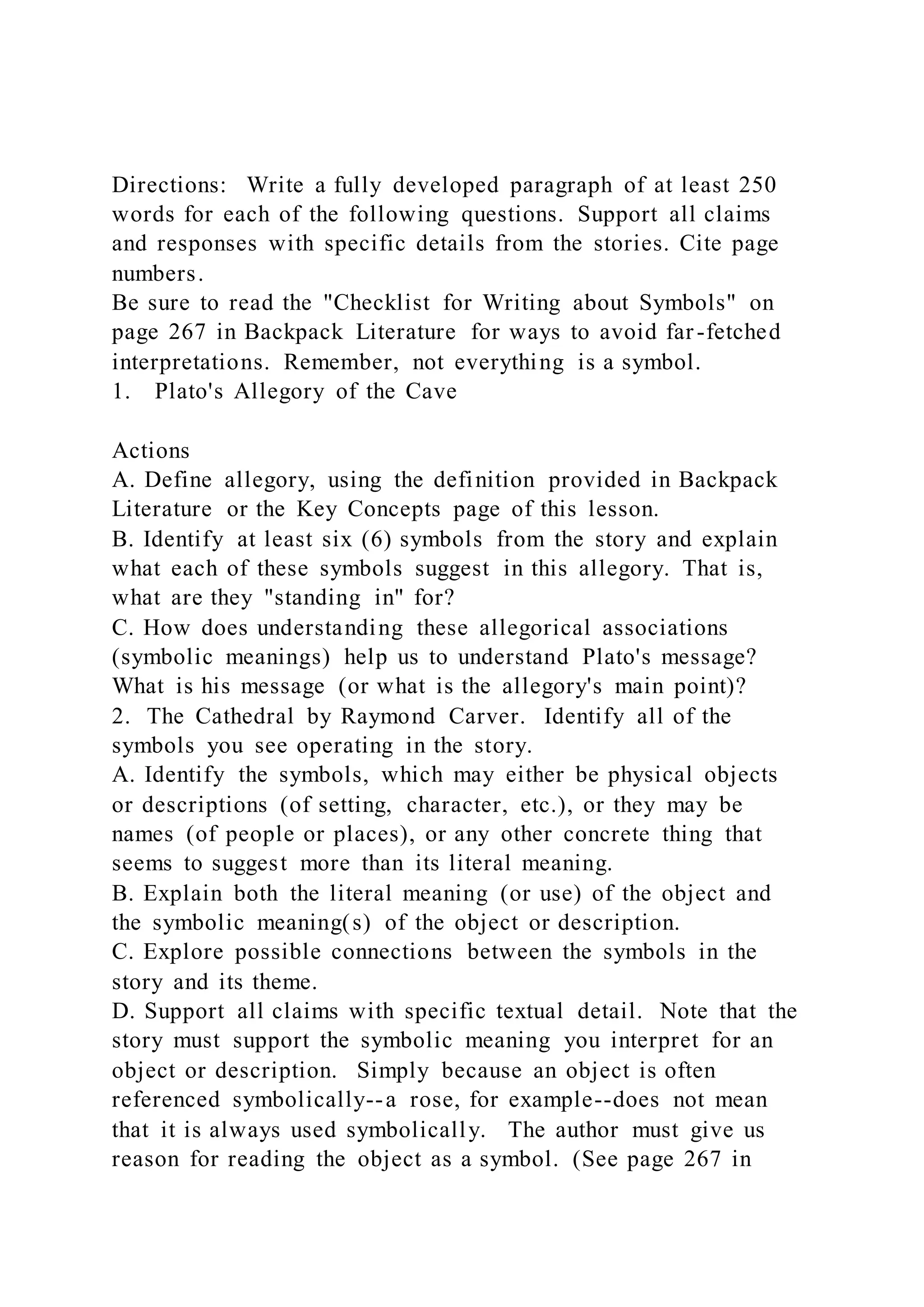 Directions Write a fully developed paragraph of at least 250 wor | PDF