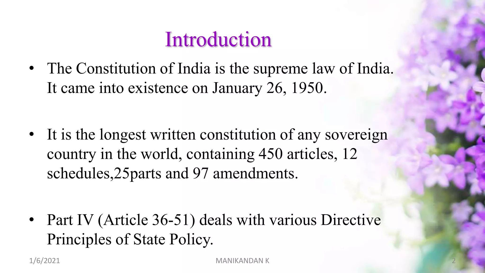 DIRECTIVE PRINCIPLES OF STATE POLICY IN INDIA | PPT