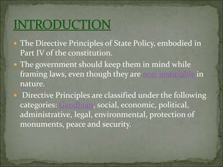 DIRECTIVE PRINCIPLES OF STATE POLICY IN INDIA.ppt | Law