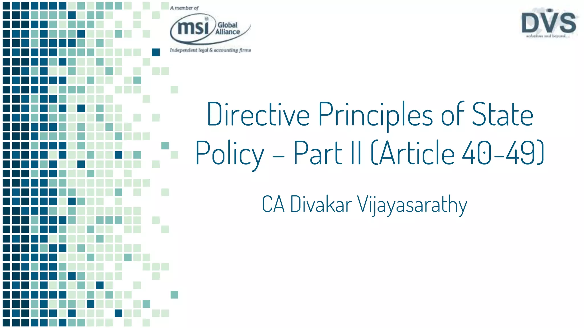 Directive principles of state policy part ii | PPT