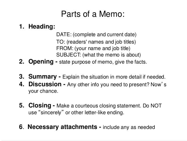 Directives and instructions in memo mba first year