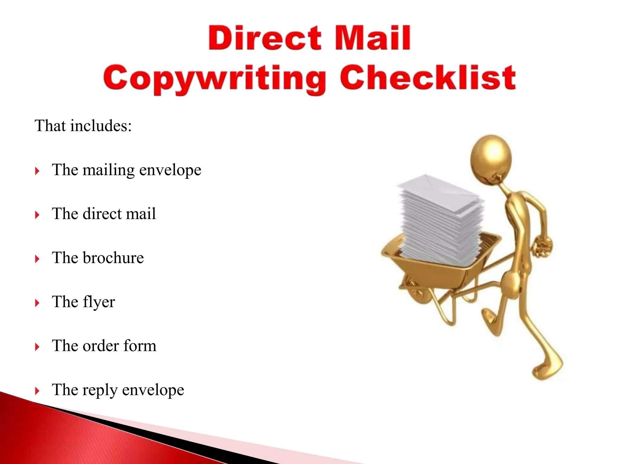 Direct Mail Copywriting Checklist | PPTX | Email | Internet