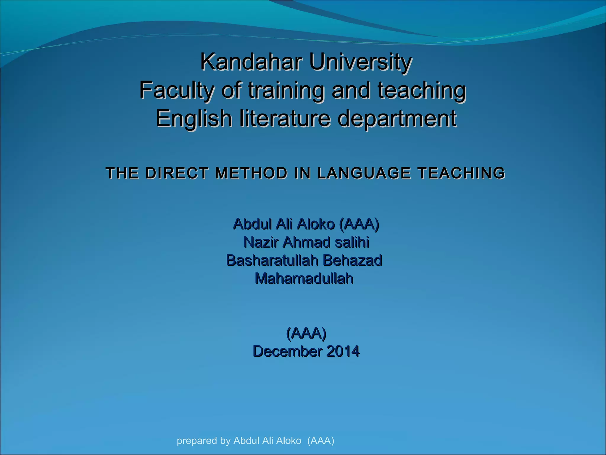 principles of teaching Direct method 1 | PPT