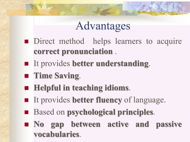 Direct method for teaching english | PPTX | Education