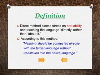 Direct method in applied linguistics | PPTX