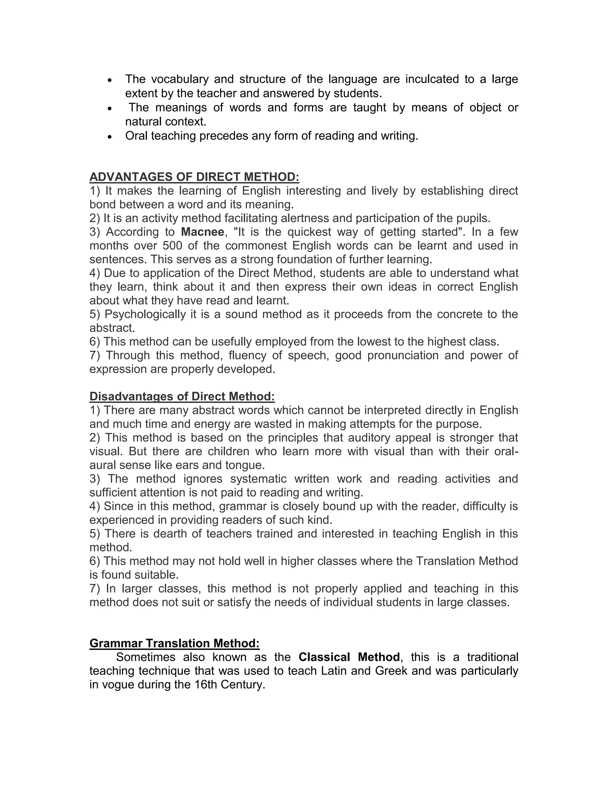 Direct method in teaching grammar | DOCX