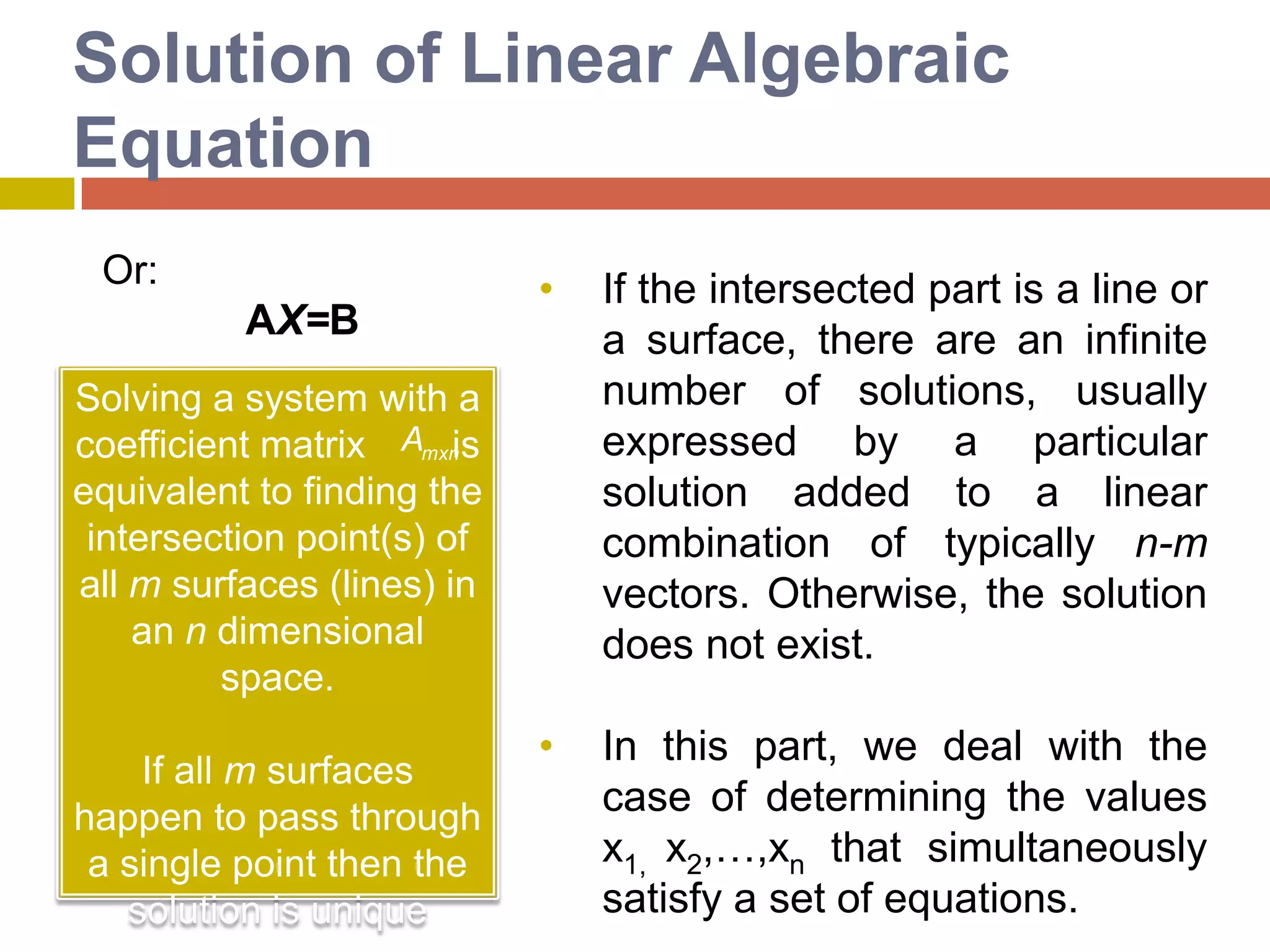 Direct Methods to Solve Linear Equations Systems | PPTX