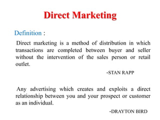 Direct mktg personal_selling | PPTX | Sales | Business