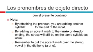 Spanish Direct object pronouns | PPTX