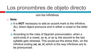 Spanish Direct object pronouns | PPTX
