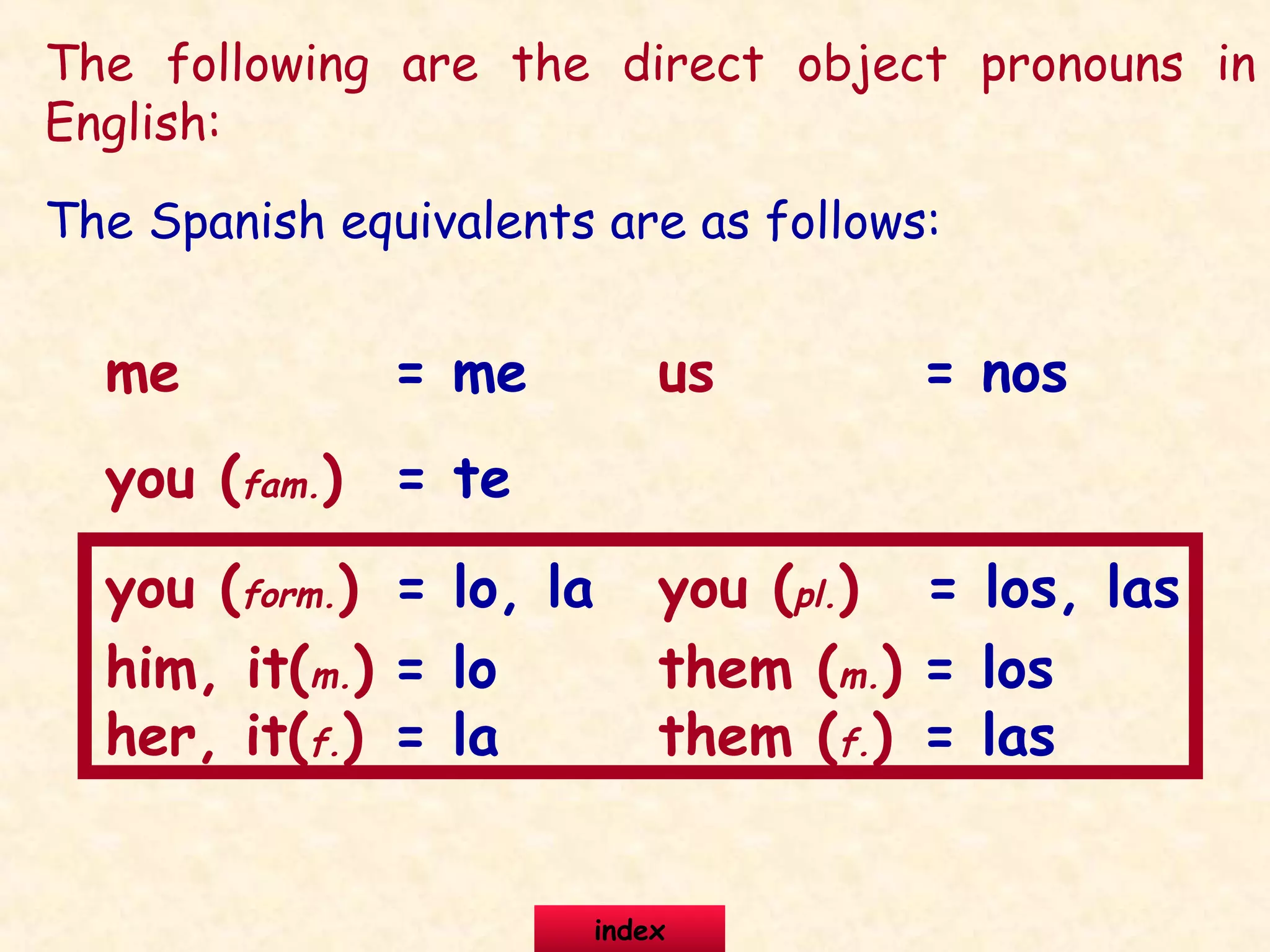 Direct object pronouns ppt 2103 | PPT