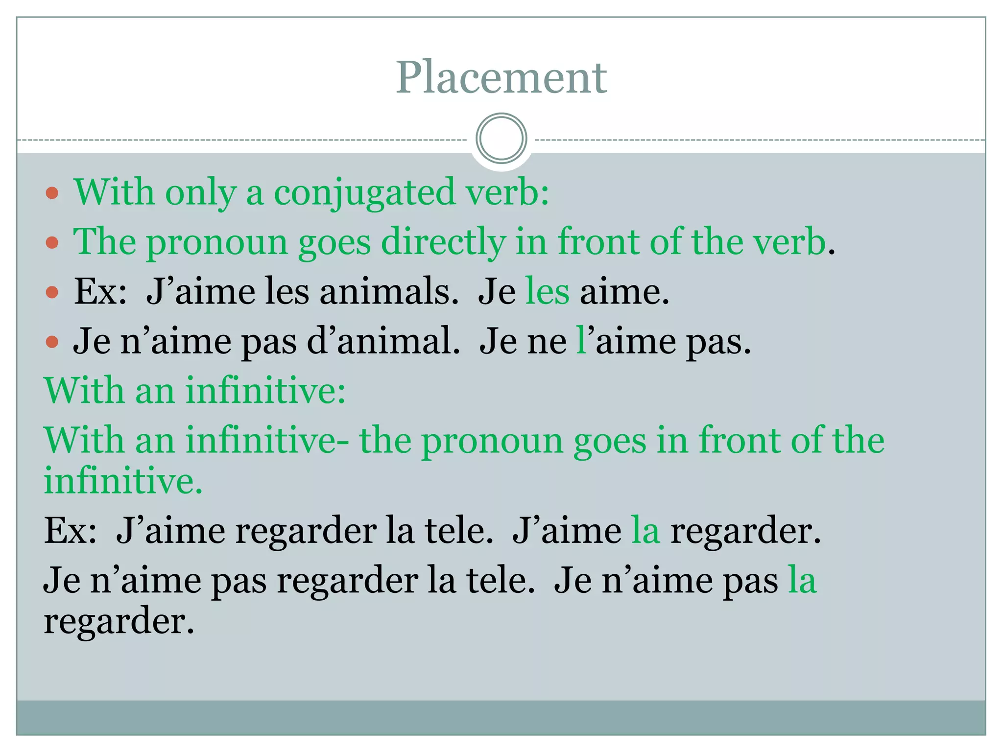 Direct objects and direct object pronouns | PPTX