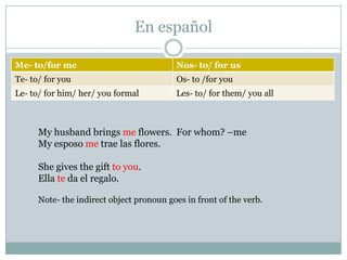 Direct objects and indirect objects in spanish | PPTX