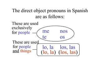 Direct objects the personal a and direct object pronouns | PPT
