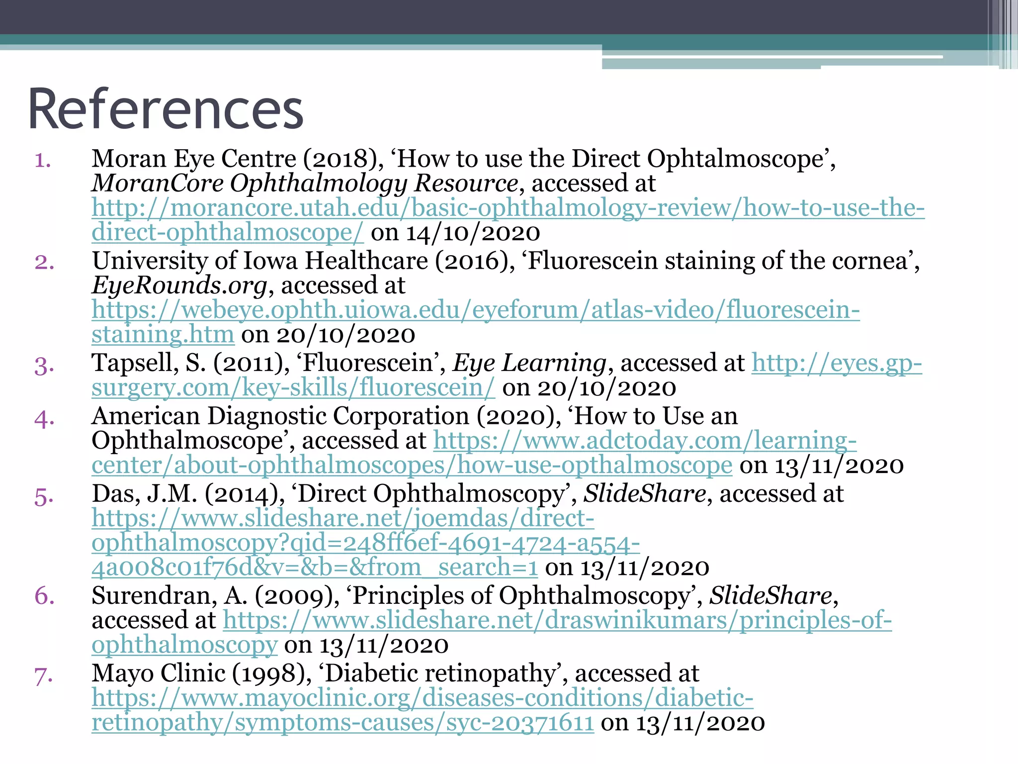 Direct Ophthalmoscopy/Fundoscopy | PPTX