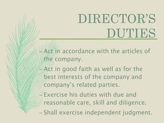 Duties & Liabilities of Director | PPTX