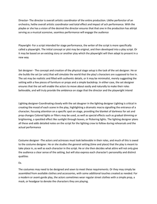 Director and stage production explanation | DOCX