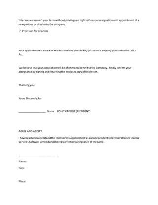 Director appointment letter | DOCX