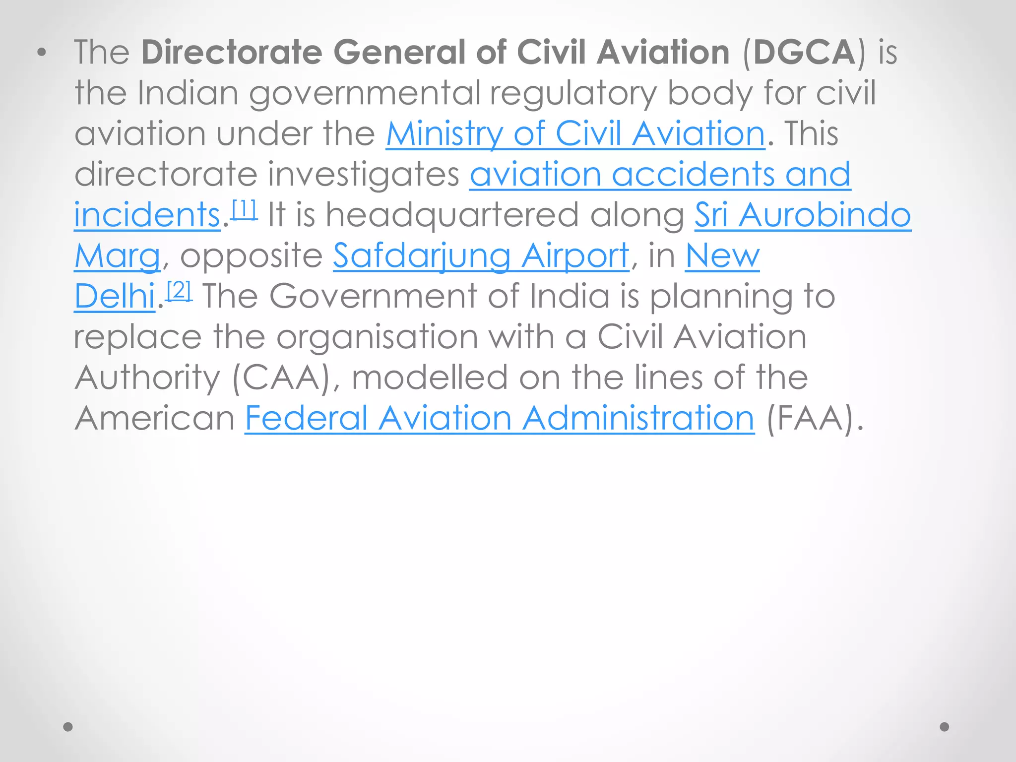 Directorate general of civil aviation (india) | PPTX
