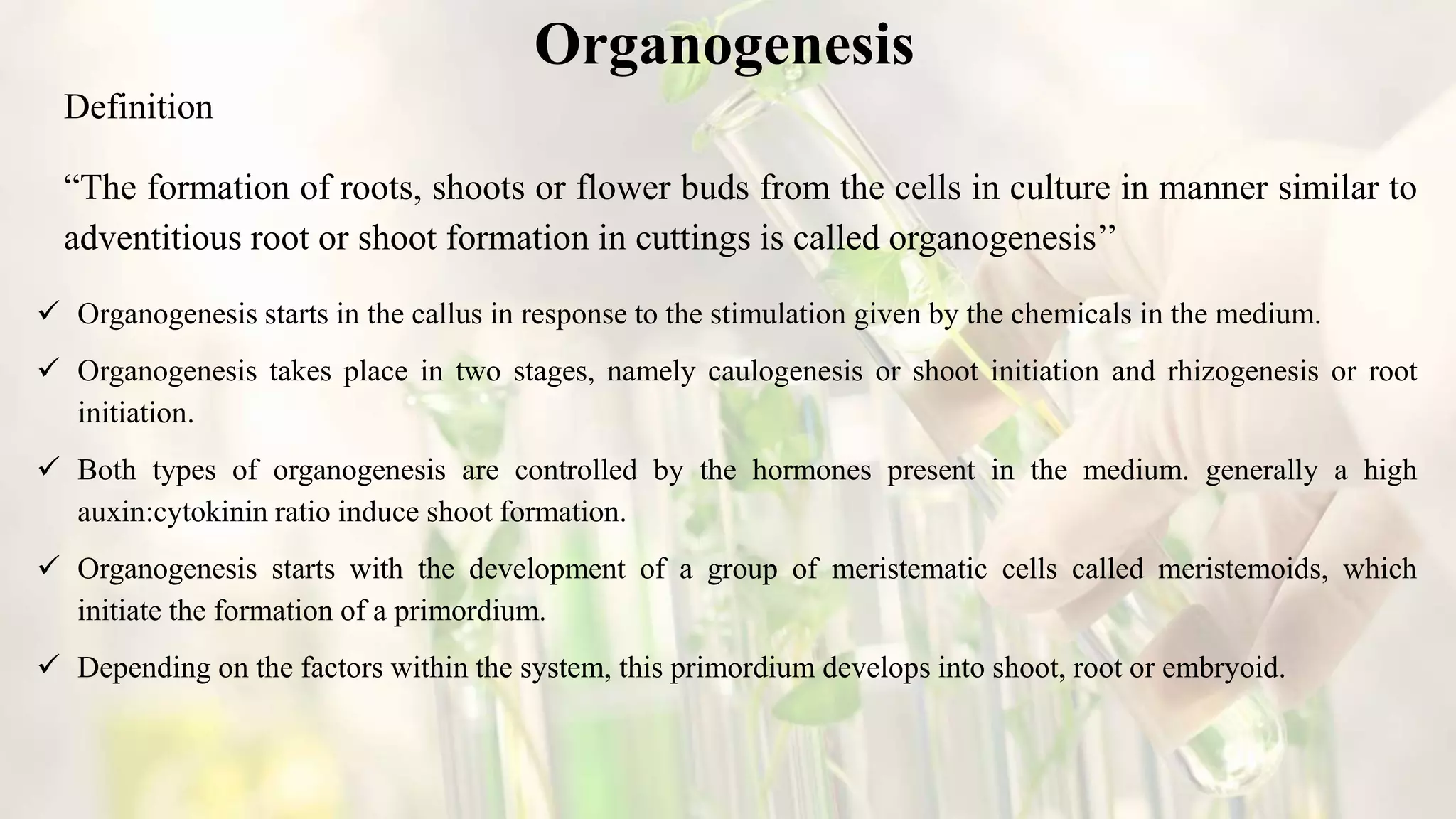 Direct organogenesis, embryogenesis, micro grafting, meristem culture and its importance for ...
