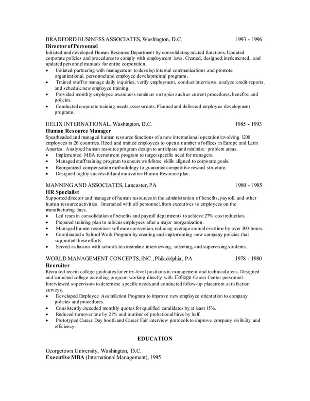 Director, human resources (best) CV template | DOCX
