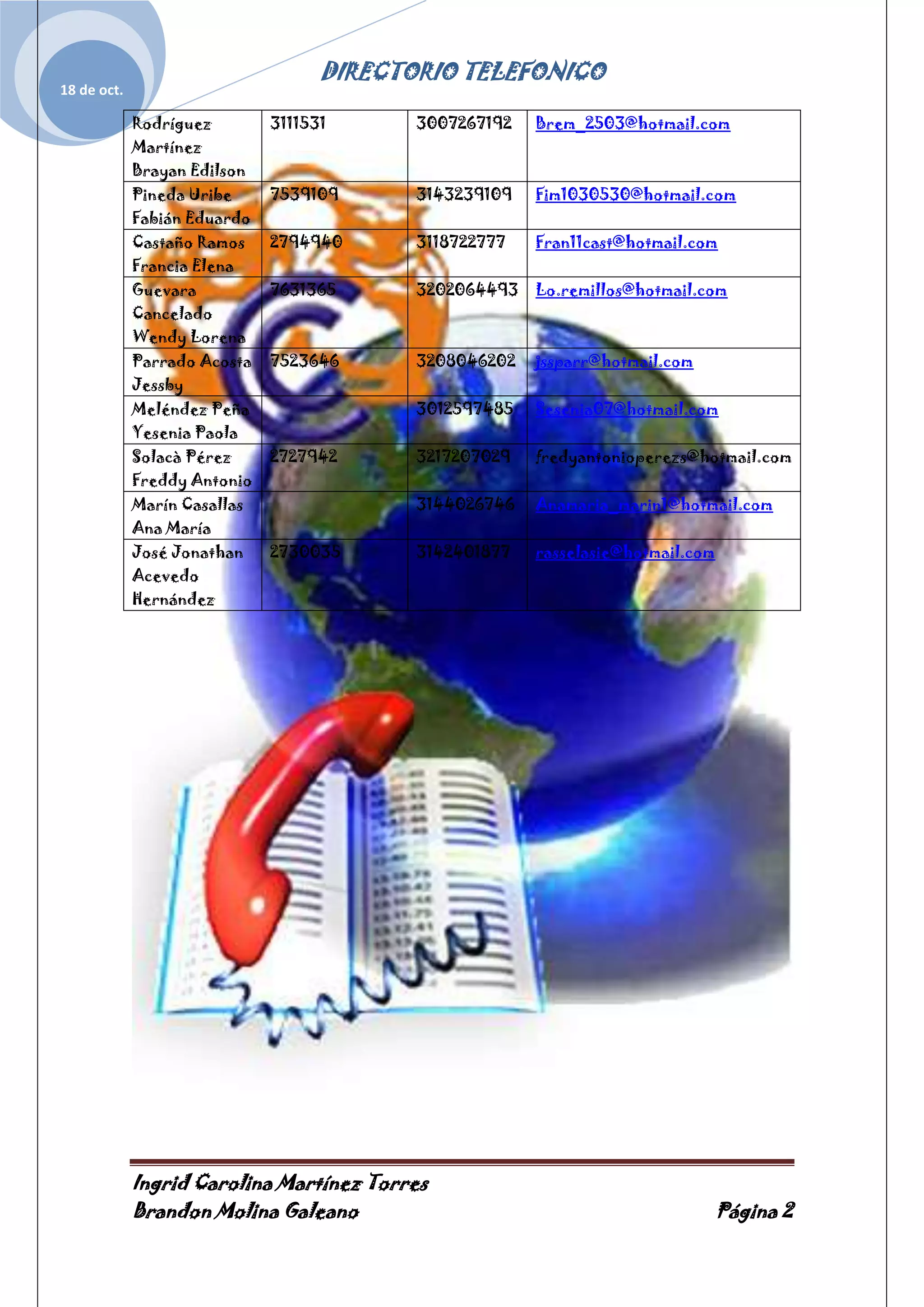 Directorio telefonico | DOCX