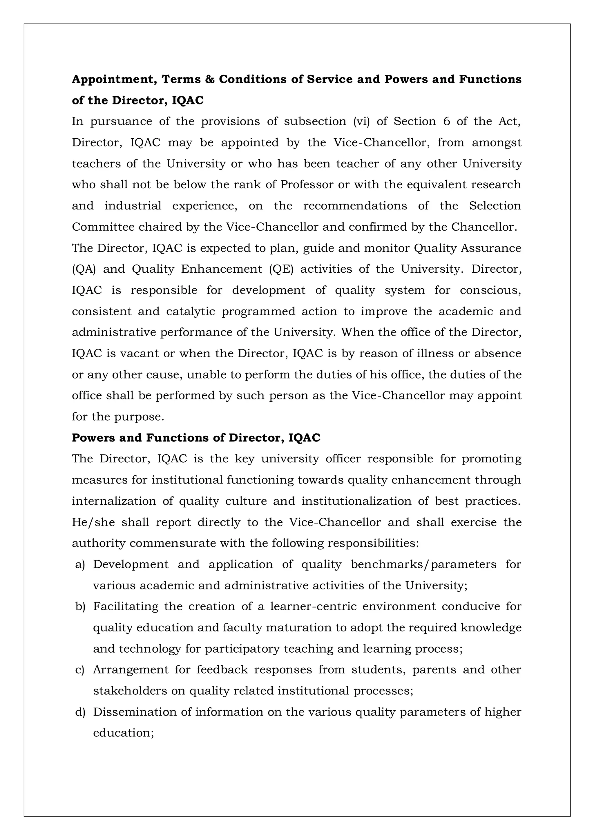 Director IQAC roles and responsibilities | PDF