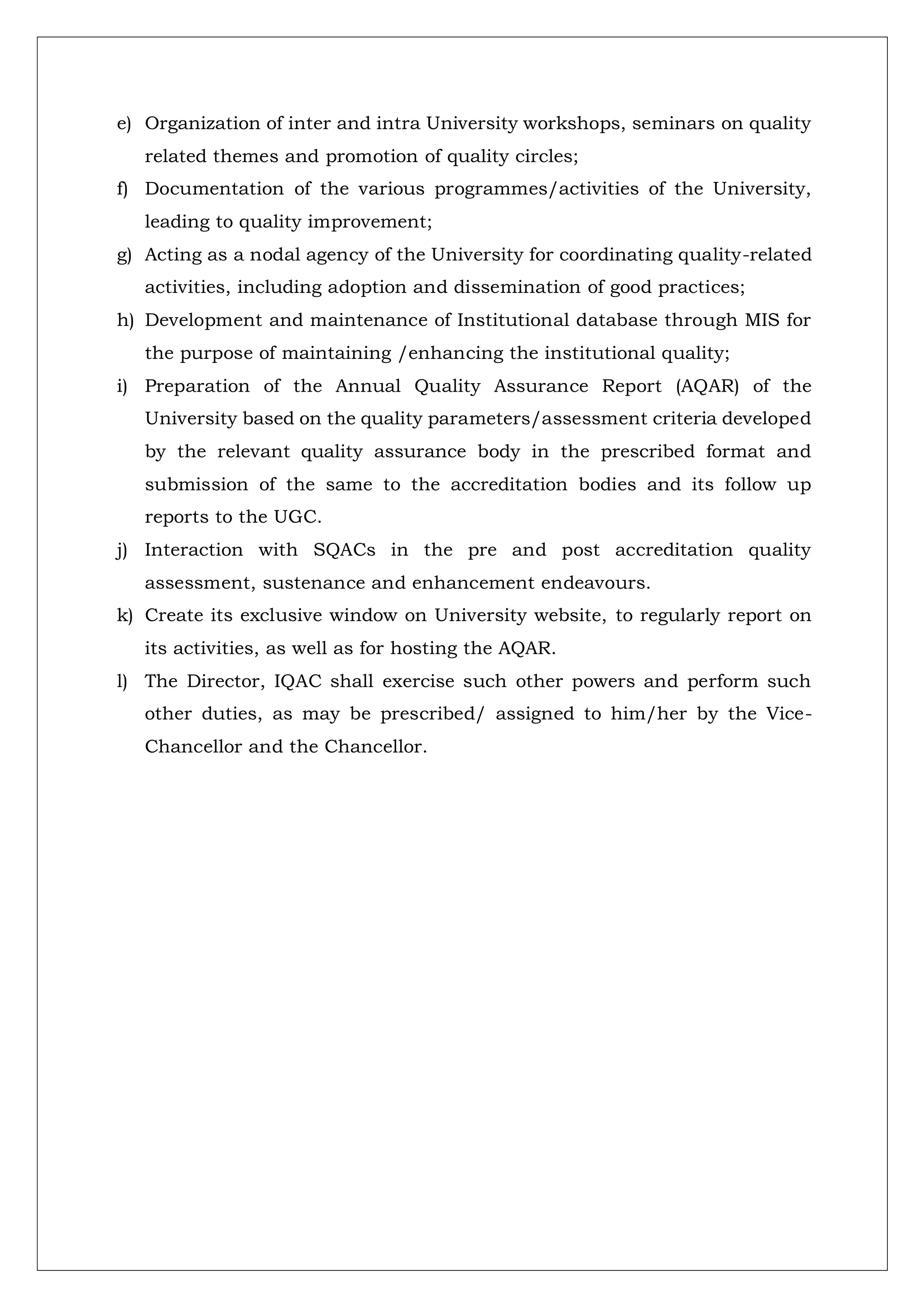 Director IQAC roles and responsibilities | PDF