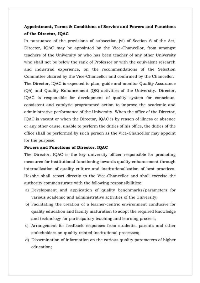Director IQAC roles and responsibilities | PDF | Education