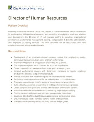 Director of Human Resources job Description | DOC