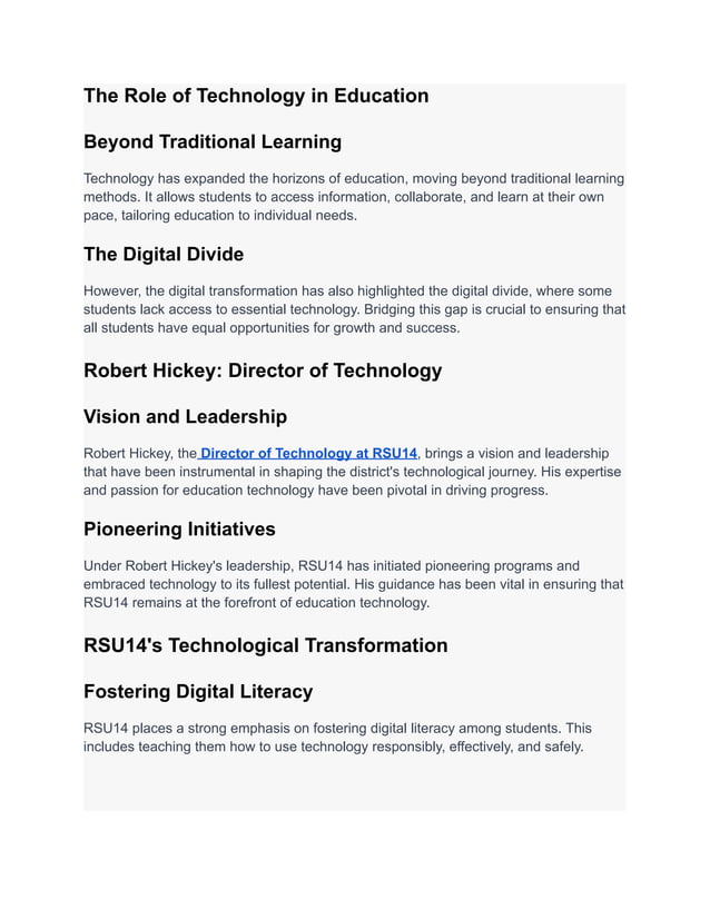 Role of Technology in Modern Education | PDF