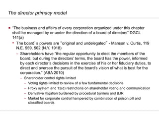 Director versus Shareholder Primacy in New Zealand Company Law as ...
