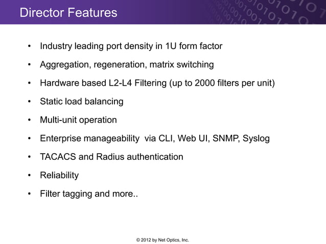 Overview of Net Optics Director Pro 10Gbps Data Monitoring Switch | PPTX
