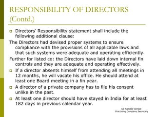 Directors: Duties, responsibilities, remuneration | PPT