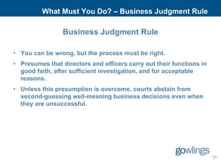 Directors and fficers duties van law-1662964-v1 | PPT