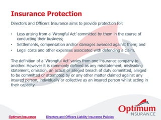 Directors and officers liability insurance policies | PDF