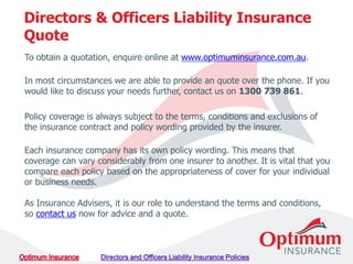 Directors and officers liability insurance policies | PDF
