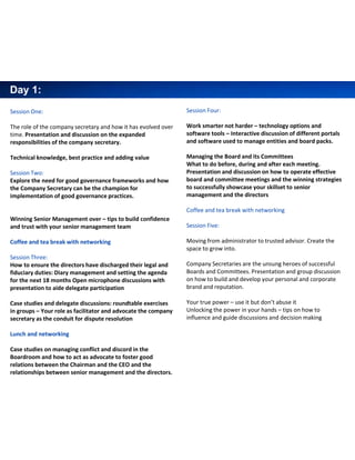 Directors company secretary training program | PDF