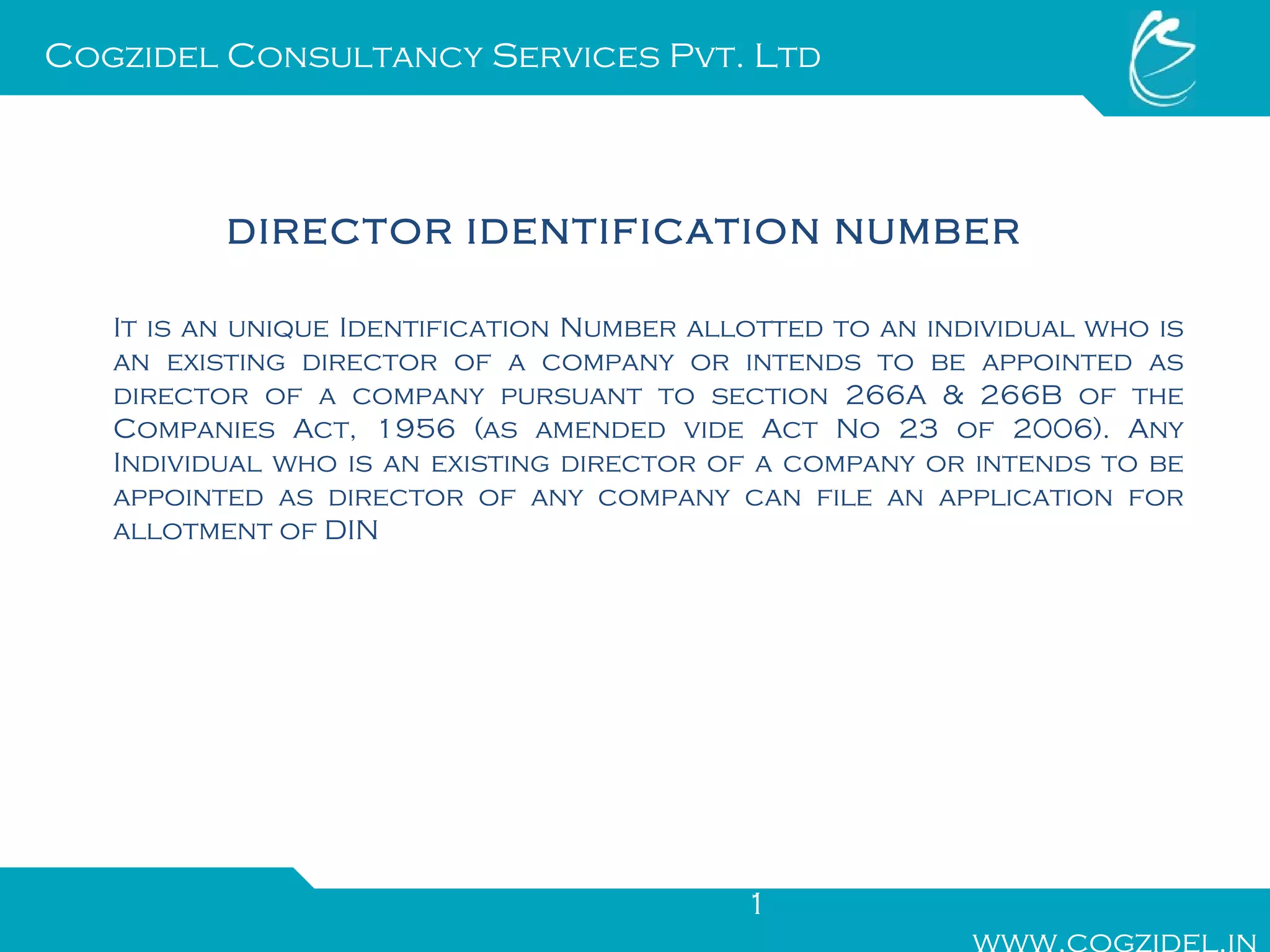 Directors Identification Number | PPT