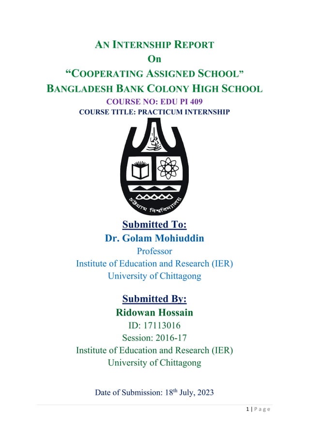 Internship Report (Teaching Profession) .pdf | Education industry ...