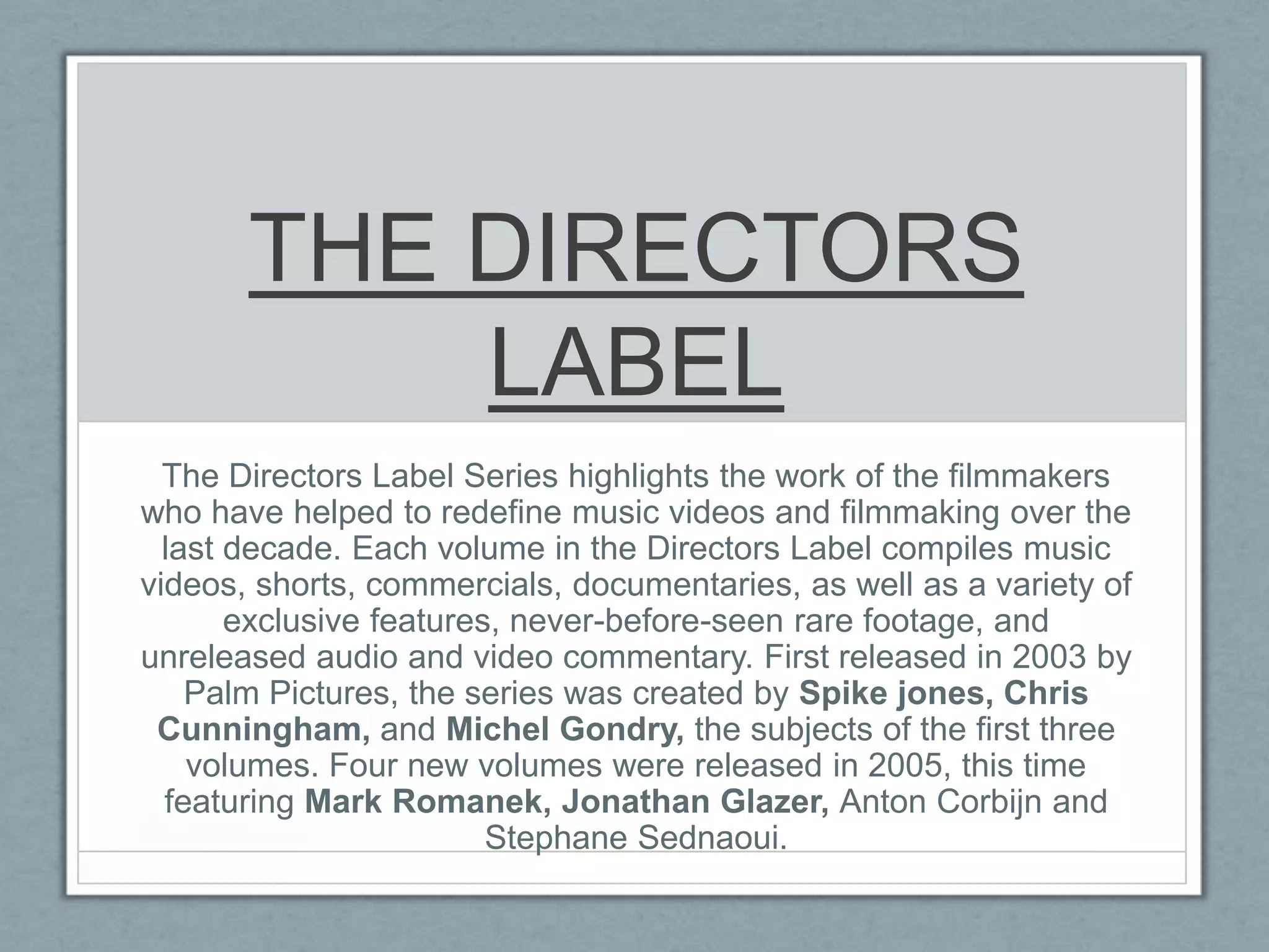 Directors Label | PPTX | Music | Entertainment