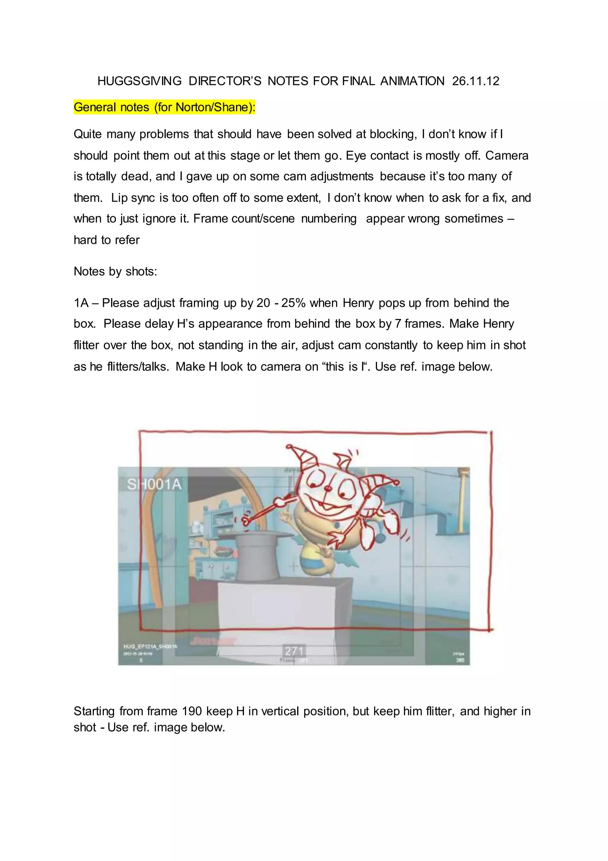 Director's notes for final animation 26.11. 12 with shanes additions | DOCX