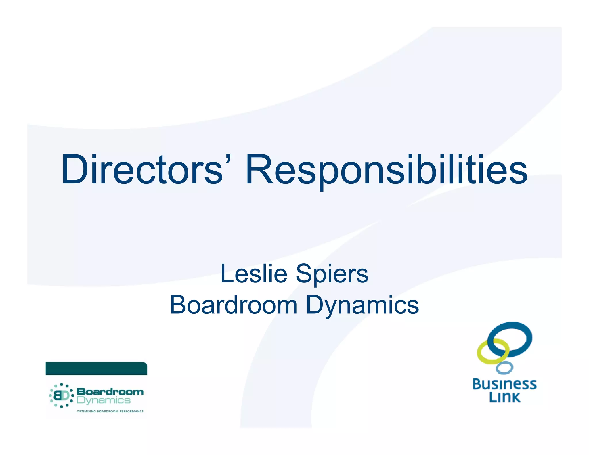 Directors Responsibilities | PPT