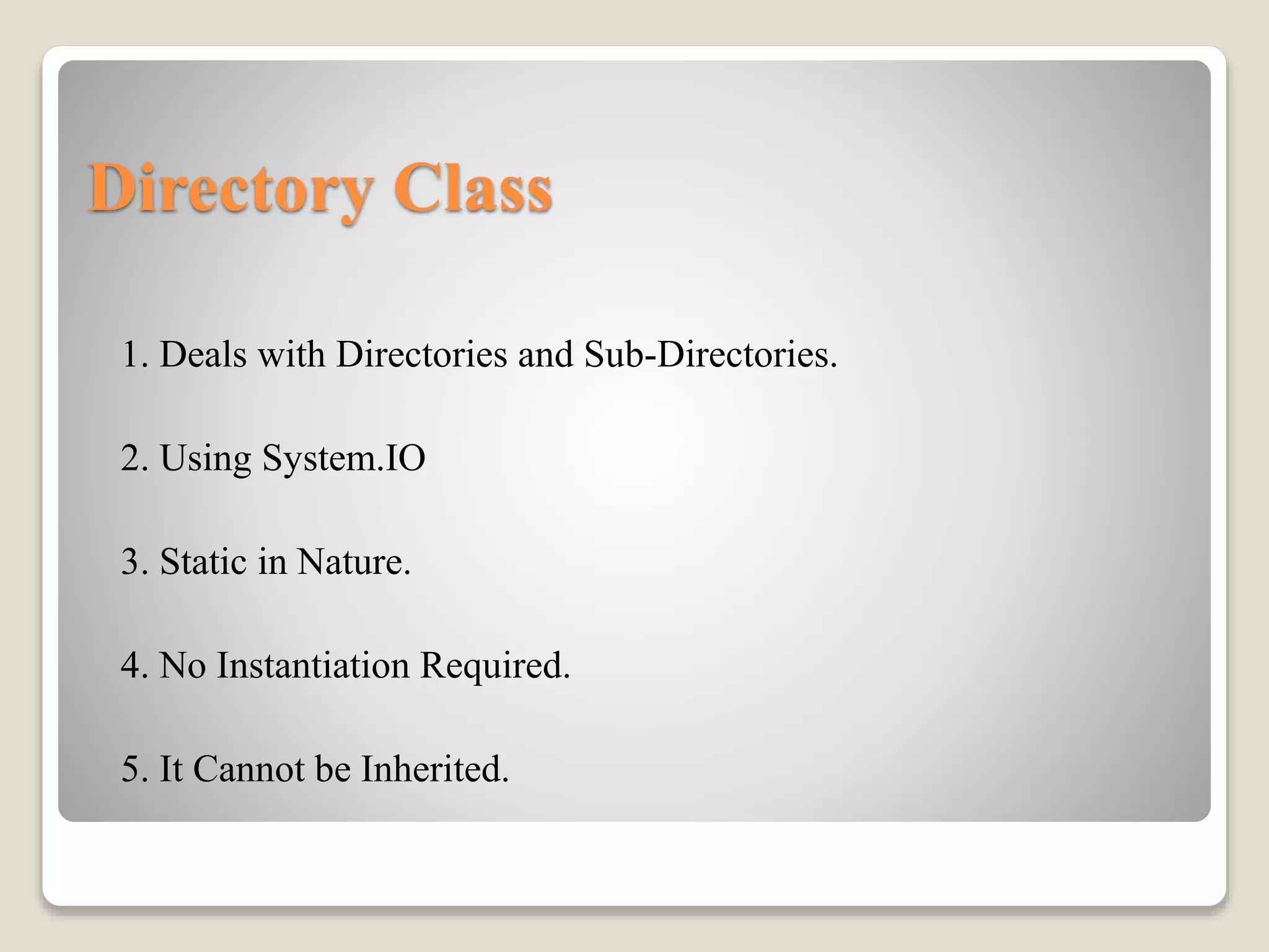 C# Directory class in c# | PPTX