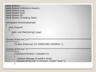 C# Directory class in c# | PPTX