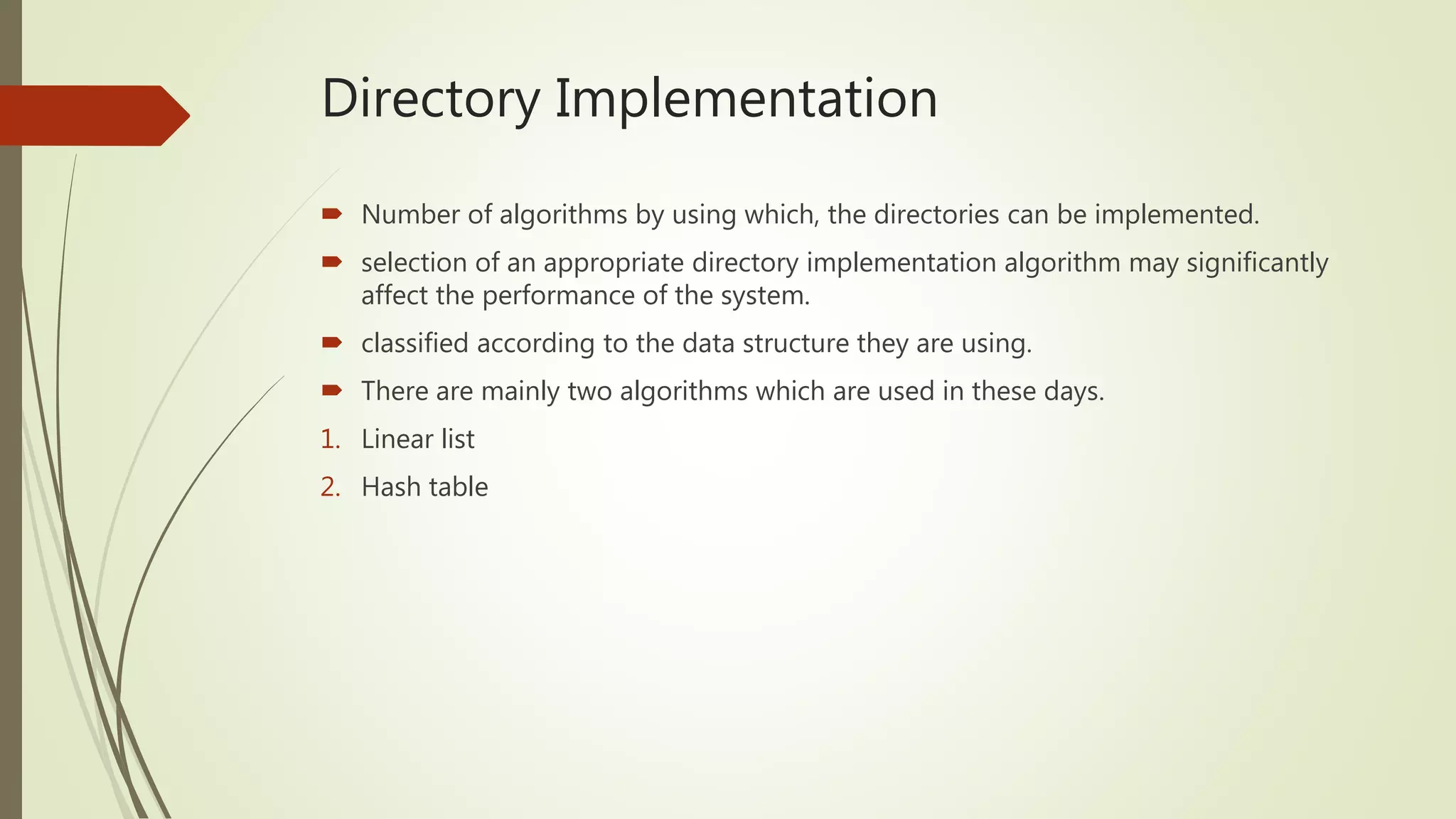 Directory implementation and allocation methods | PPTX
