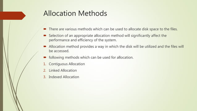 Directory implementation and allocation methods | PPTX | Data Storage ...