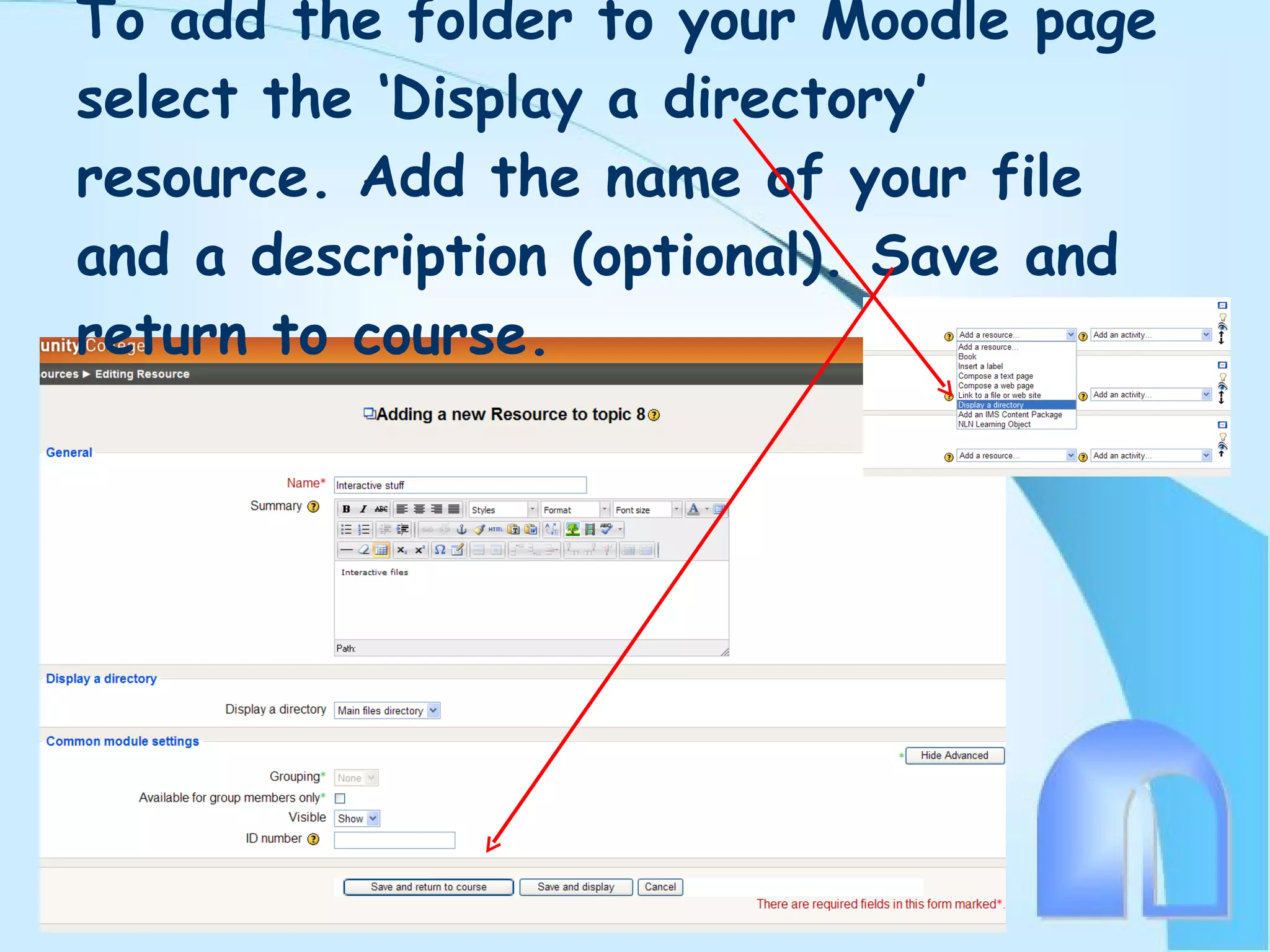 Directory moodle folders revised by dale | PPT