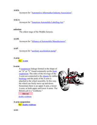 DIRECTORY OF AUTOMOBILE WORDS | PDF