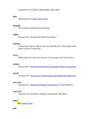 DIRECTORY OF AUTOMOBILE WORDS | PDF